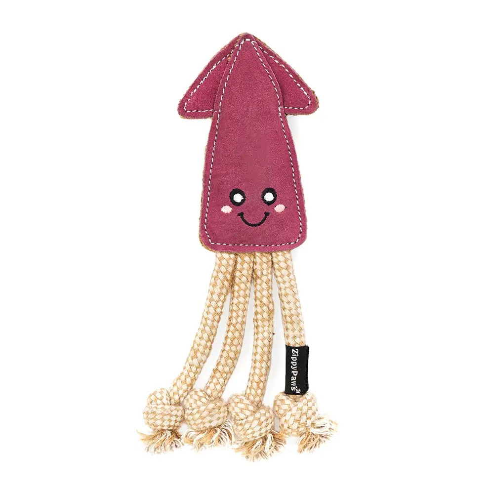 Zippy Paws ecoZippy Suede & Rope Squid Dog Toy – The Good Dog Store